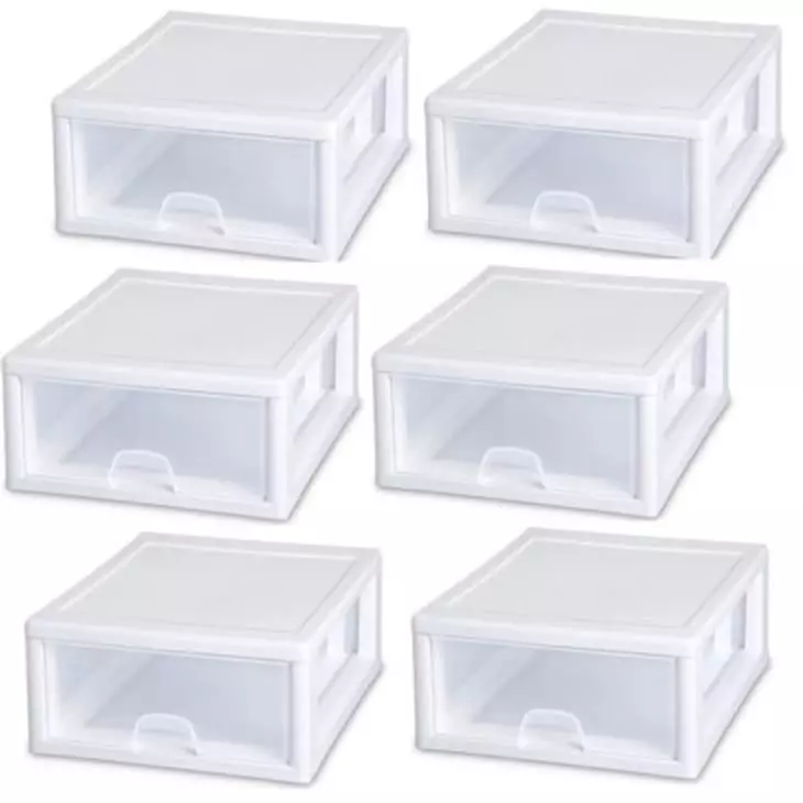 Khoom duab: Sterilite 16 Quart Clear Yas Stacking Storage Drawer Container Box