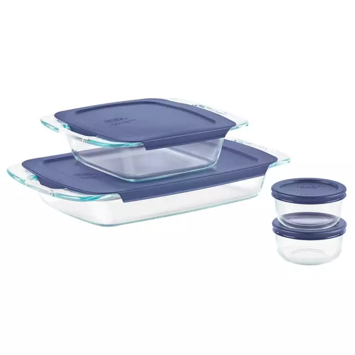 Picha ya Bidhaa: Pyrex Easy Grab, Glass Bakeware, Kifuniko cha Bluu, Seti ya Vipande 8