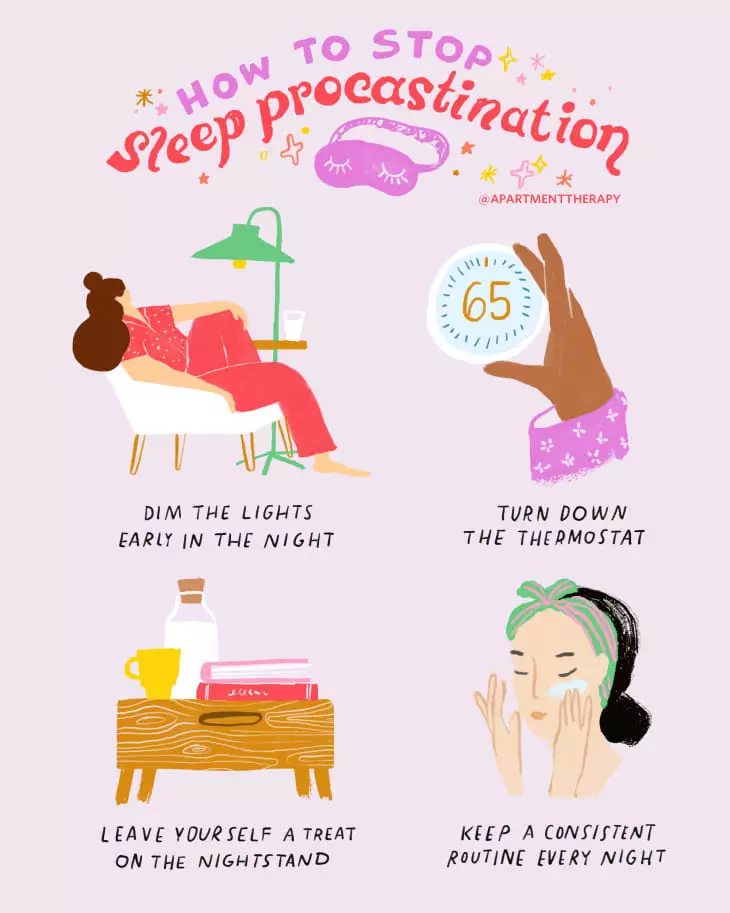 ilustração sobre como parar a procrastinação do sono
