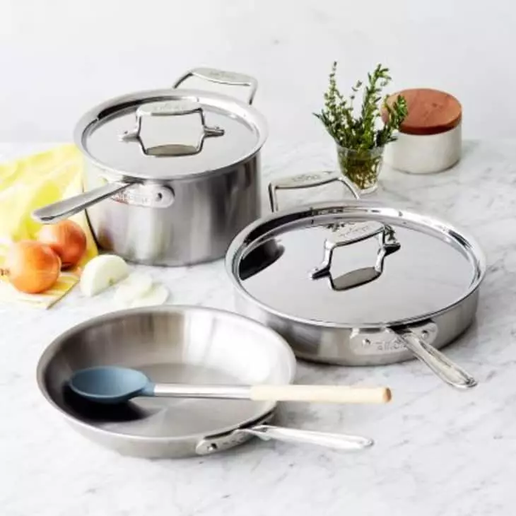 ထုတ်ကုန်ပုံ- All-Clad Brushed Stainless Steel 5-Piece Set