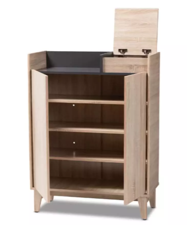 Image du produit : Armoire de rangement pour chaussures 10 paires d'entrée en bois à 2 portes