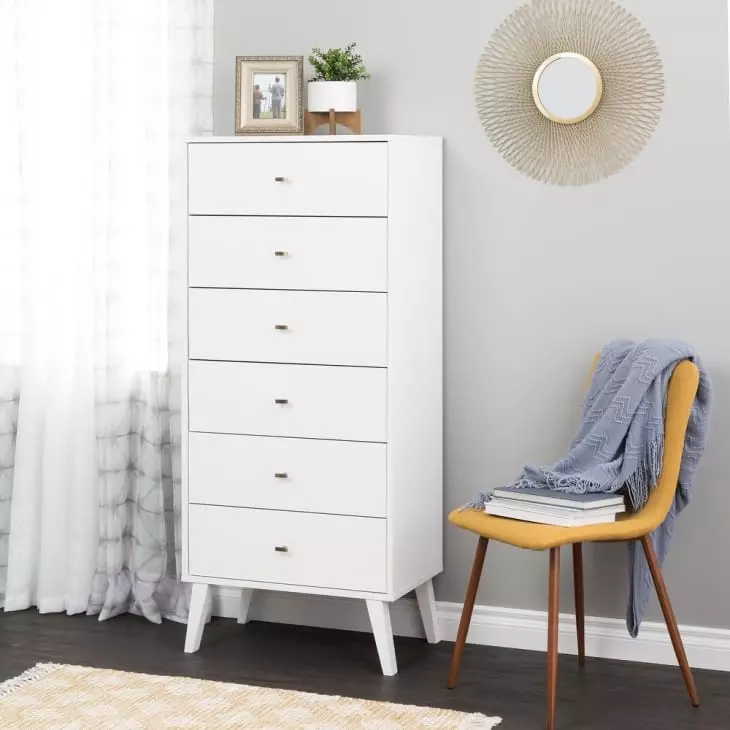 Khoom duab: Prepac Milo Mid Century Niaj hnub nimno siab 6-drawer Chest