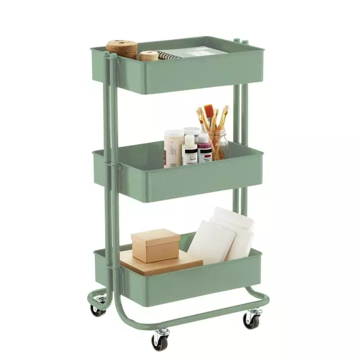 Wêne Hilberê: Sage Green 3-Tier Rolling Cart