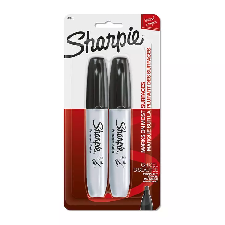 រូបភាពផលិតផល៖ Sharpie Permanent Markers, Chisel Tip, Black, 2 Count