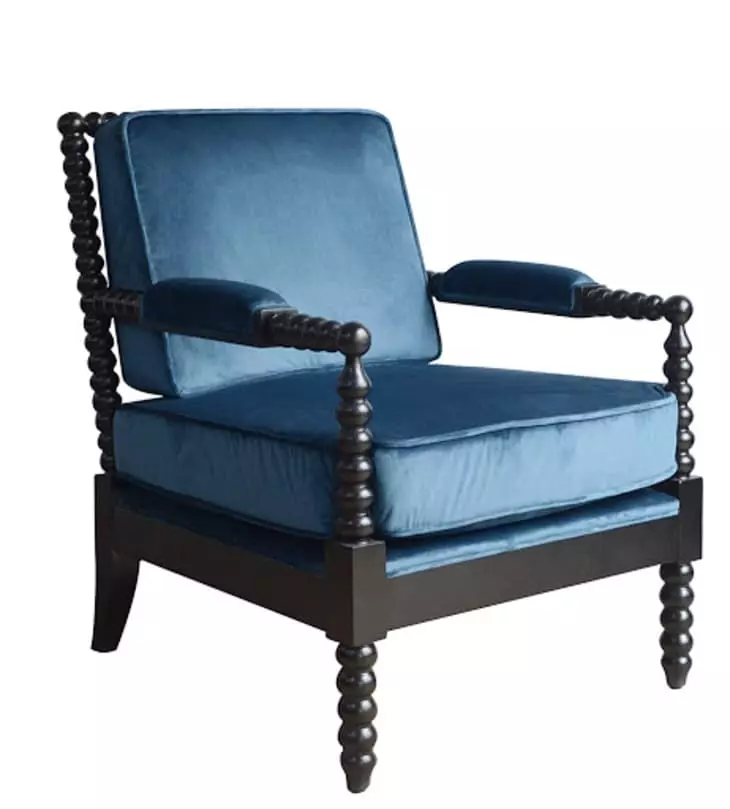 Ata Oloa: Ravenna Home Belgrove Modern Wood Spindle Velvet Accent Chair