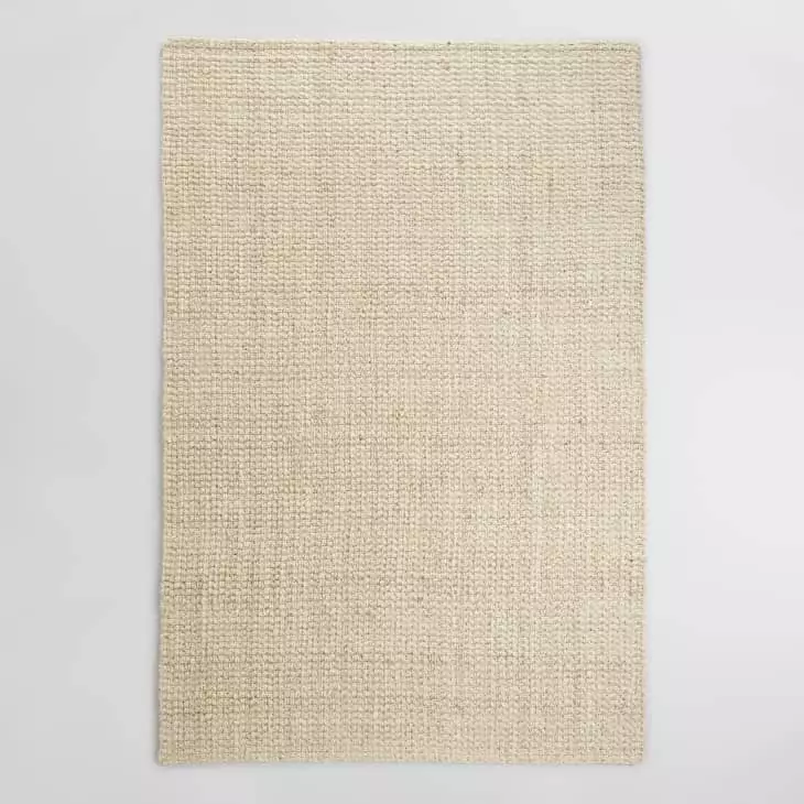 產品圖片：漂白象牙籃編織黃麻地毯