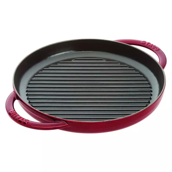 Imaj pwodwi: Staub Cast Iron 10-pous wonn pi gri, doub manch