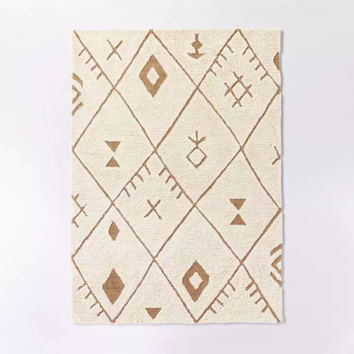 Hoton samfur: Claybourne Geometric Shag Diamond Wool/Jute Area Rug Ivory