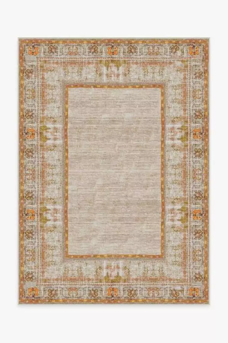 Produkta Bildo: Vintage Daisy Bordered Mandarin Tapiŝo, 5'x7'