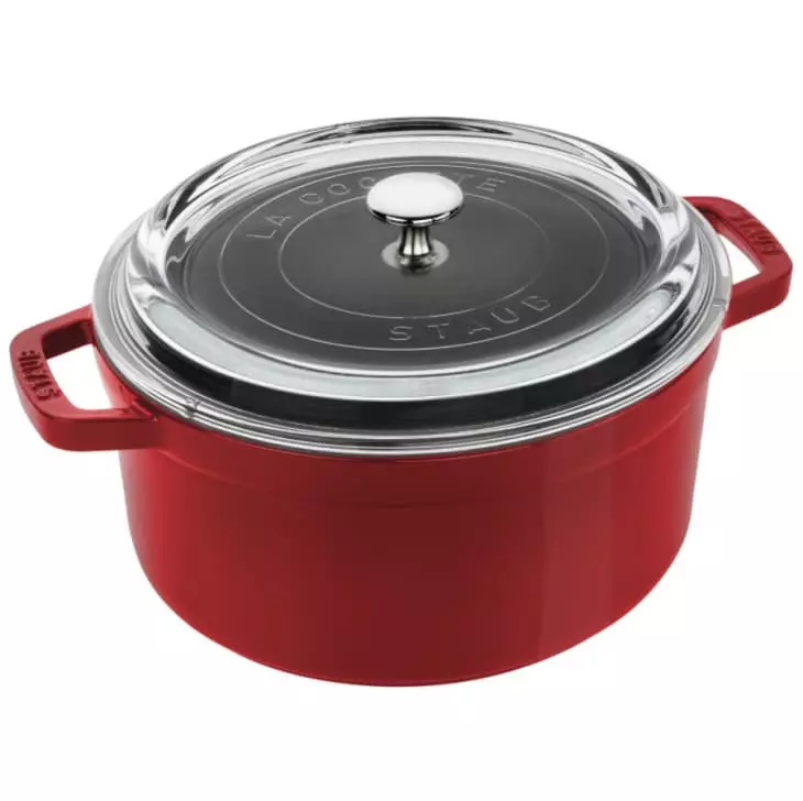 Gambar produk: Staub Cast Iron 4-Quart Round Cocotte karo Tutup Kaca