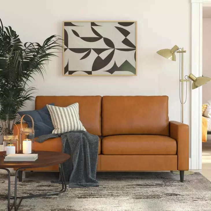 Produktbillede: Steelside Alison 72'' imiteret læder sofa med firkantet arm