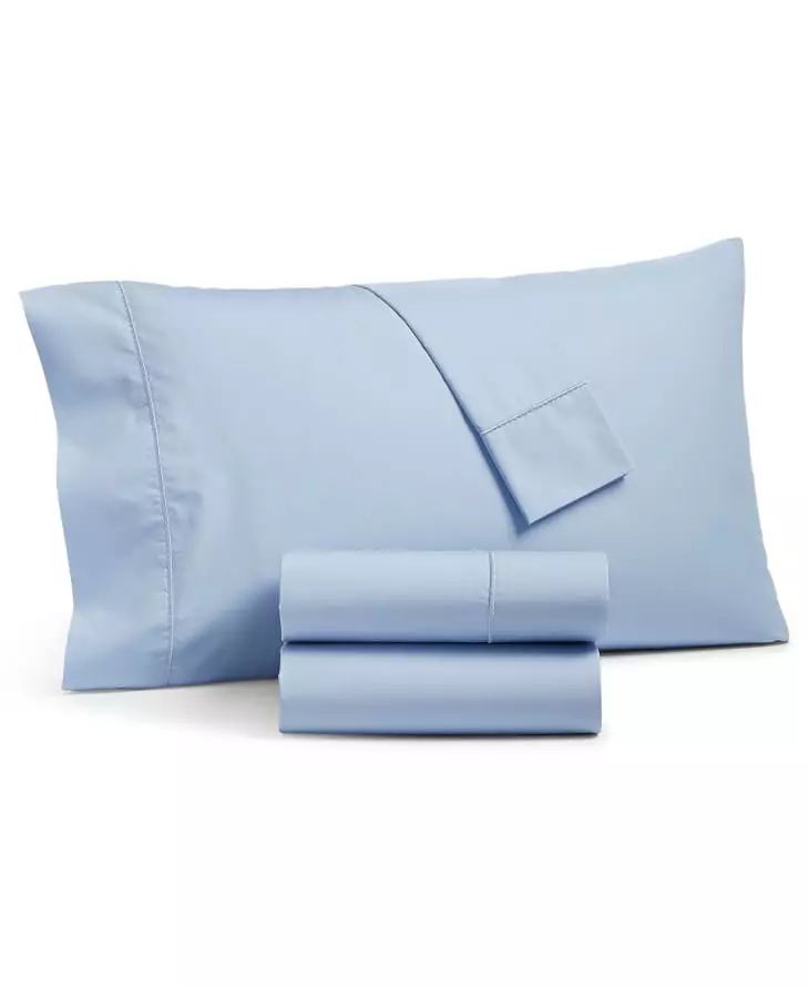 Gambar produk: Martha Stewart Koléksi Solid Mesir Kapas Percale Lambaran Set, Ratu