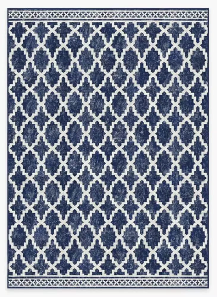 Image du produit : Tapis d'extérieur Cleo Treillis bleu royal, 5' x 7'