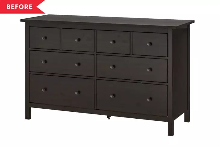 Avant : Commode à huit tiroirs IKEA HEMNES finition brun-noir