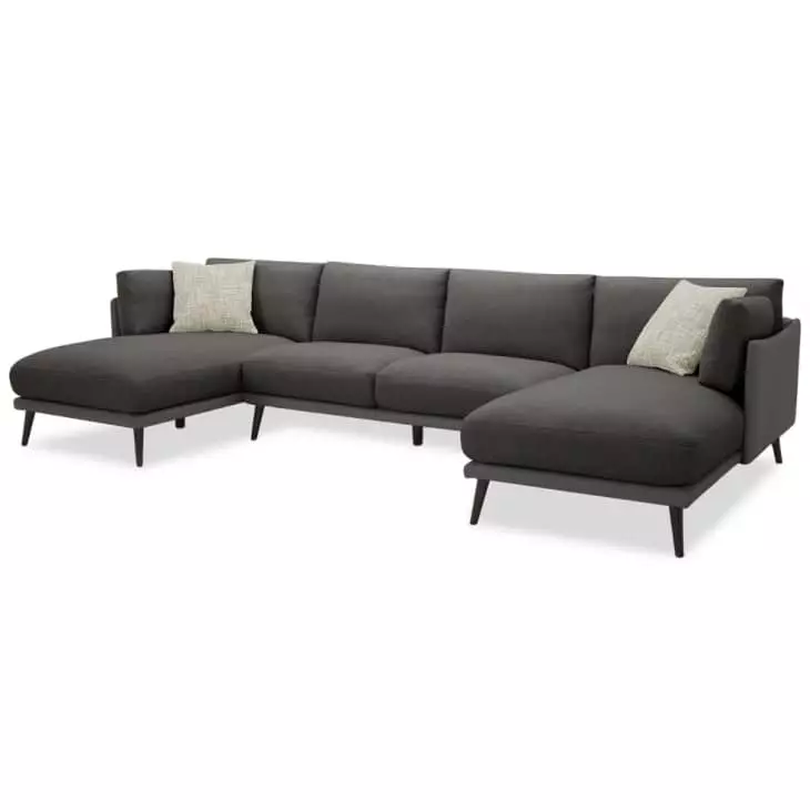 Gambar Produk: Marleese 3-Pc. Sofa Kain dan Kulit dengan Double Chaise