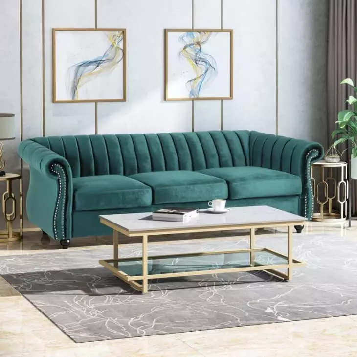 Produktbild: Fleury Velvet Rolled Arm Sofa