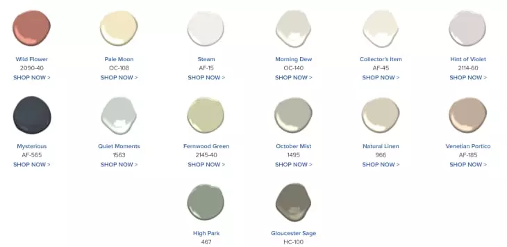 Benjamin Moore 2022 paletta