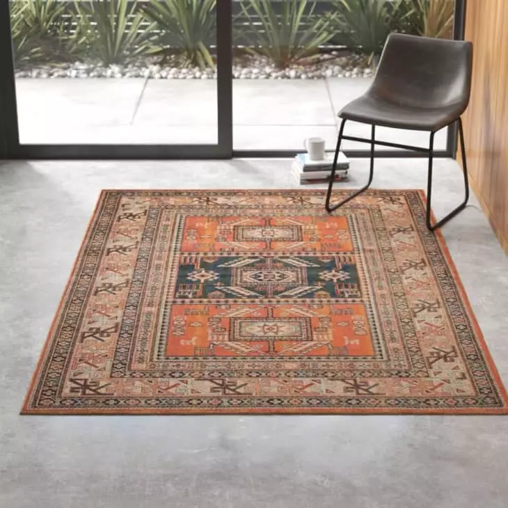 Khoom duab: Ovid Oriental Tangerine Rust Area Rug, 5'3