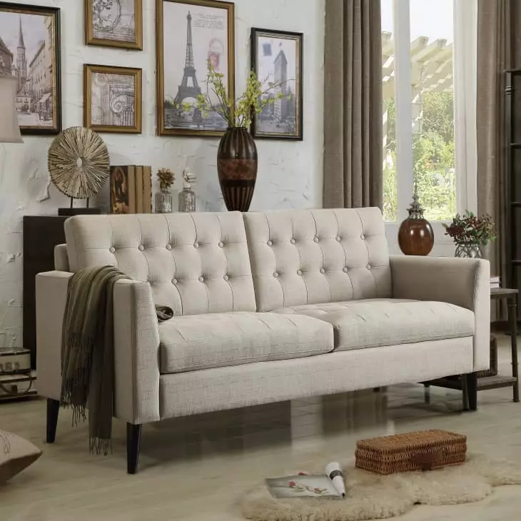 Khoom duab: Tarun 68 '' Linen Tuxedo Arm Sofa