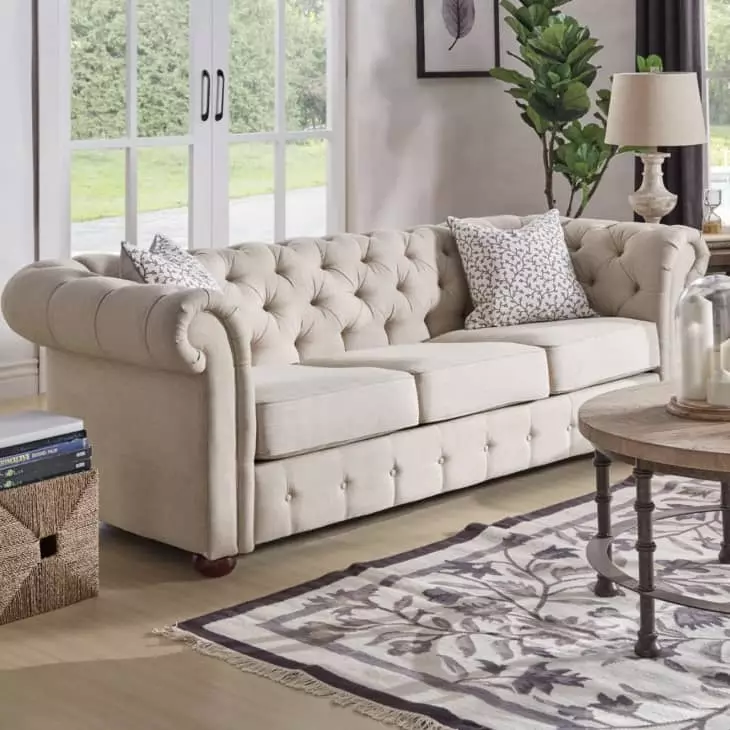 Larawan ng Produkto: Knightsbridge Linen Tufted Chesterfield Sofa