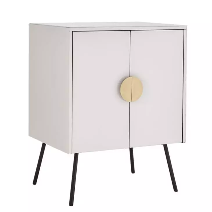 Chithunzi cha malonda: Weston Home Leon White Glass 2-Door Accent Cabinet