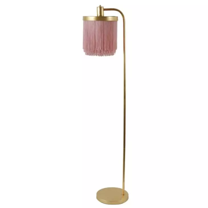 Obraz produktu: Decor Therapy Framboise Gold Leaf Lampa podłogowa z kloszem z frędzlami