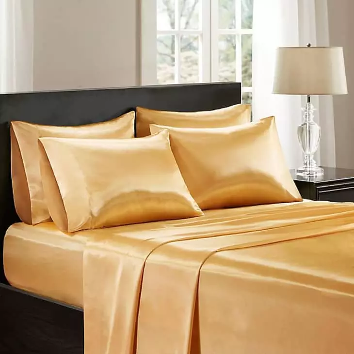 Mufananidzo wechigadzirwa: Madison Park Essentials 6-Piece Wrinkle Yemahara Satin Sheet Seti (Mambokadzi)