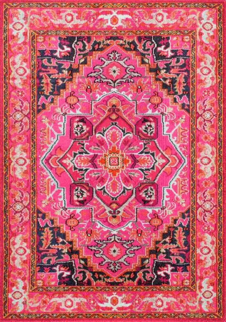 Igishushanyo cyibicuruzwa: Violet Pink Centre Medallion Agace Rug, 5'3