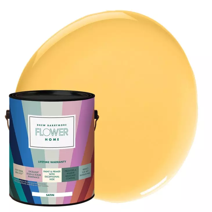 Produktbild: Zitronengelbe Innenfarbe, 1 Gallone, Satin von Drew Barrymore Flower Home