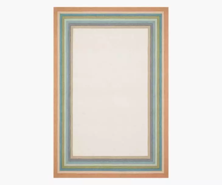 Hulagway sa Produkto: Gipintalan nga Stripe Pastel Wool-Hooked Rug, 5' x 7'6"