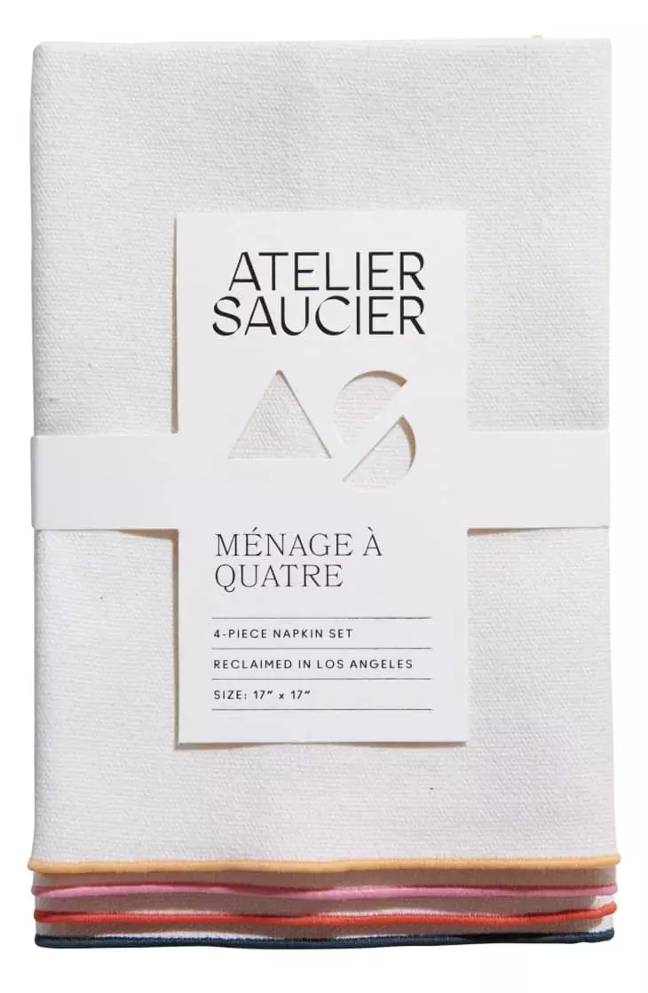 Produktbillede: Atelier Saucier Ménage à Quatre Sæt med 4 burlap Rainbow genvundne servietter