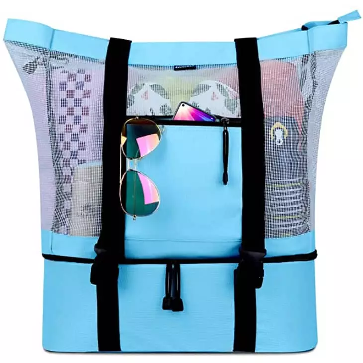 Gambar Produk: FITFORT Mesh Beach Tote Bag dengan Pendingin Pantai yang Dapat Dilepas